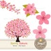 Spring Cherry Blossoms Digital Paper and Clipart, Japanese Sakura for ...