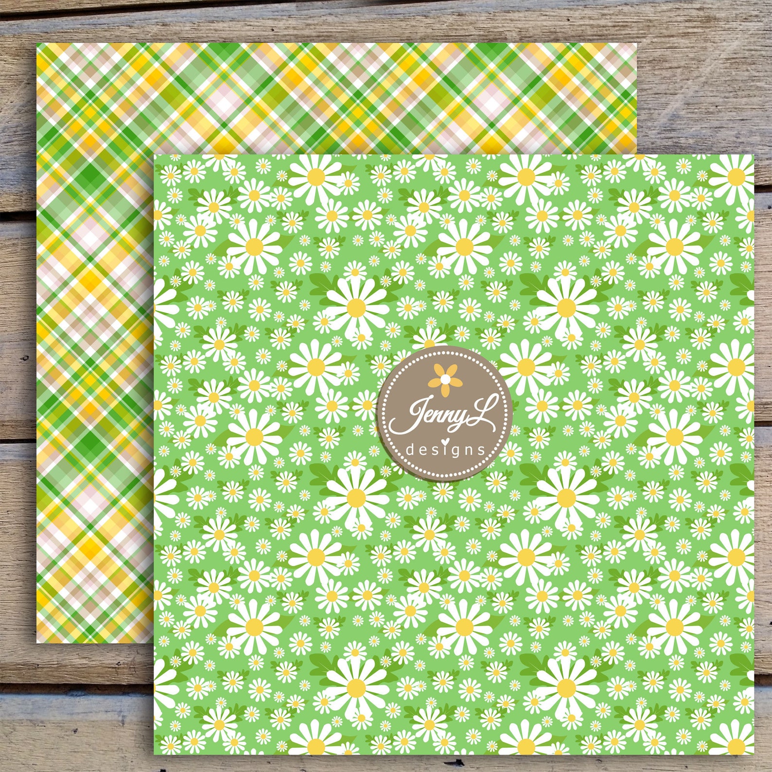 Daisy Flower Digital Papers and Clipart SET for Wedding, Bridal Baby ...
