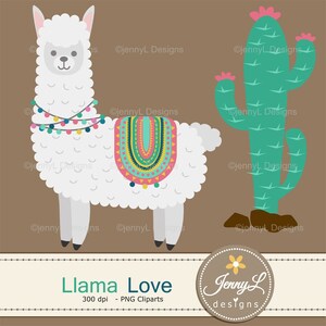 Lllama Alpaca Digital Papers and Cactus Clipart SET, for Scrapbooking ...