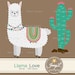 Lllama Alpaca Digital Papers and Cactus Clipart SET, for Scrapbooking ...