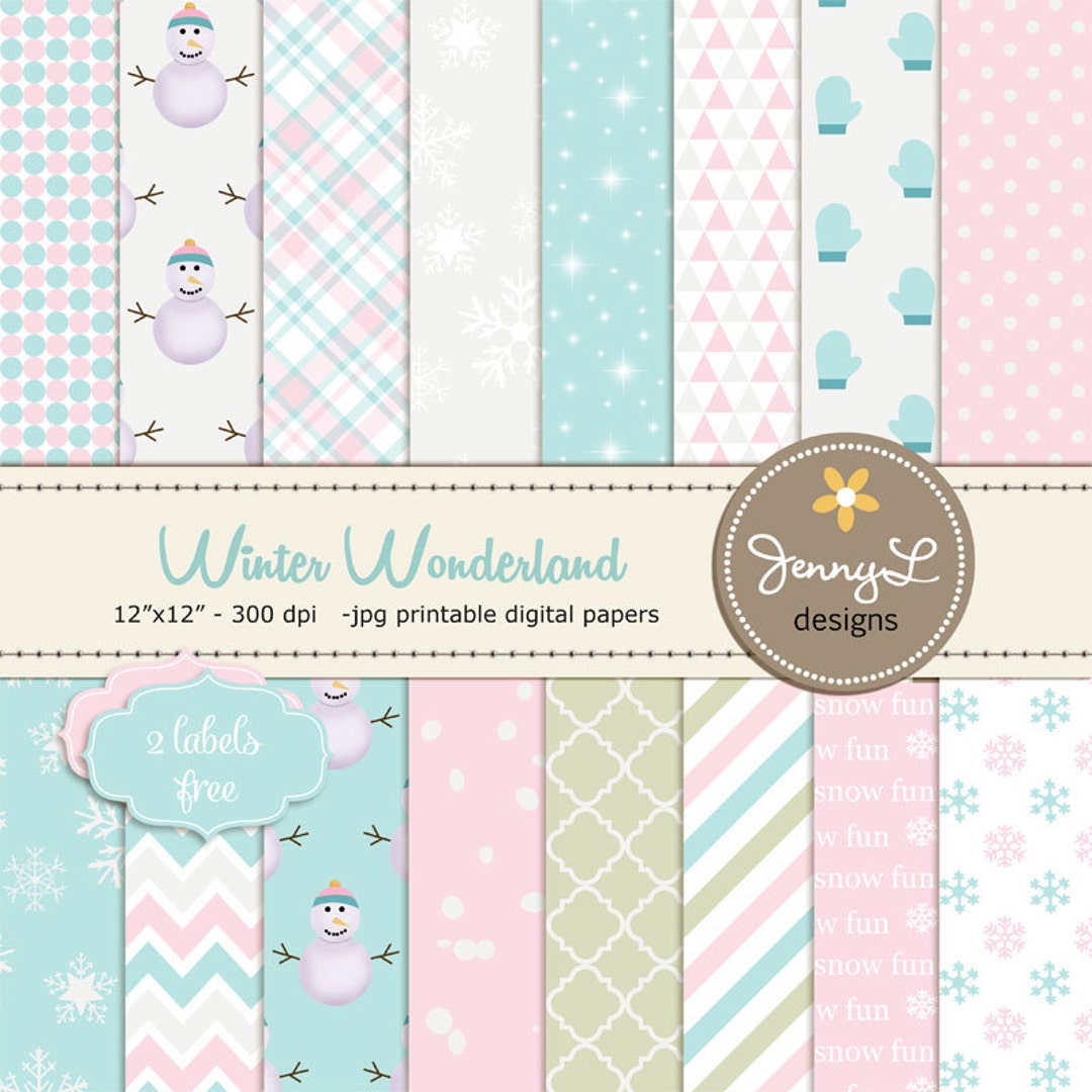 Winter Digital Papers, Snow Frosty Digital Paper, Snowflakes Digital ...