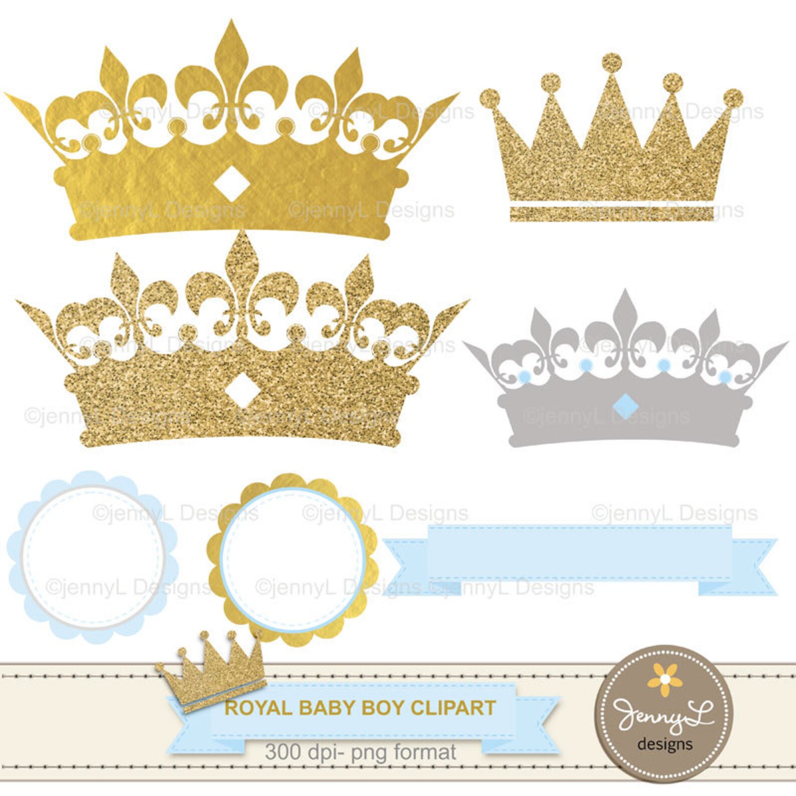 Gold Crown Digital Papers and Clipart Royal Prince Boy Baby - Etsy