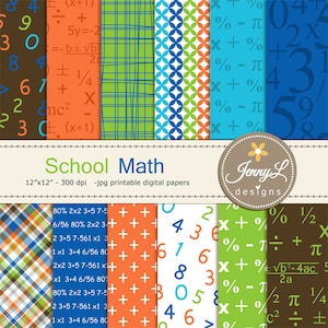 Math Digital Papers, School, Numbers, Formula for Digital Scrapbooking ...