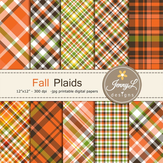 Fall Autumn Plaids Digital Papers, Holiday Digital ScrapbookingPaper ...
