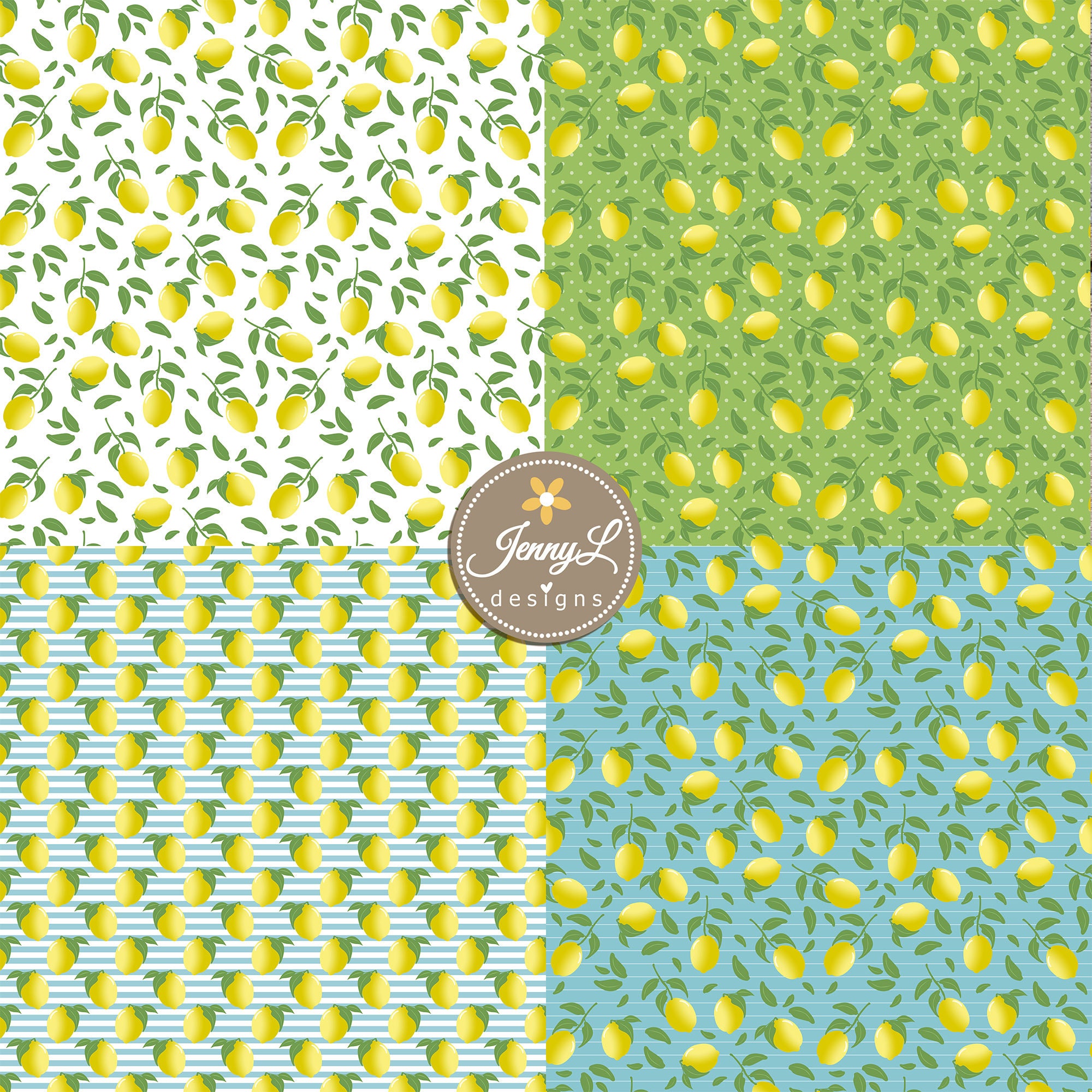 Lemon Fruit SEAMLESS Printable Digital Papers, Repeat Pattern , Summer ...