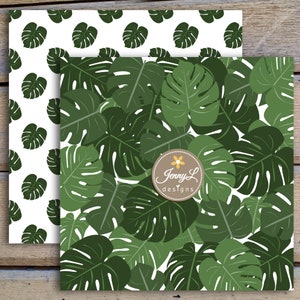 Monstera Leaves Digital Papers and Monstera Plant Clipart SET for ...