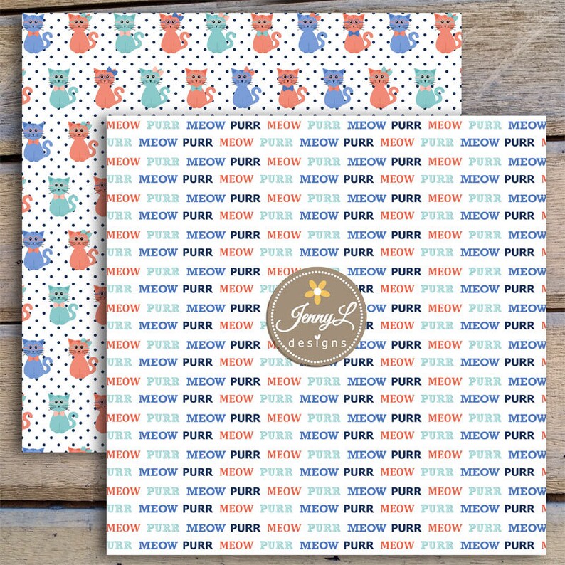 Cat Pet Digital Papers and Clipart Kitten Paws Scrapbooking - Etsy