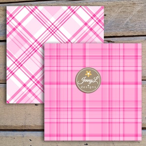 Bubblegum Pink Plaids Digital Papers, Digital Scrapbooking Paper ...