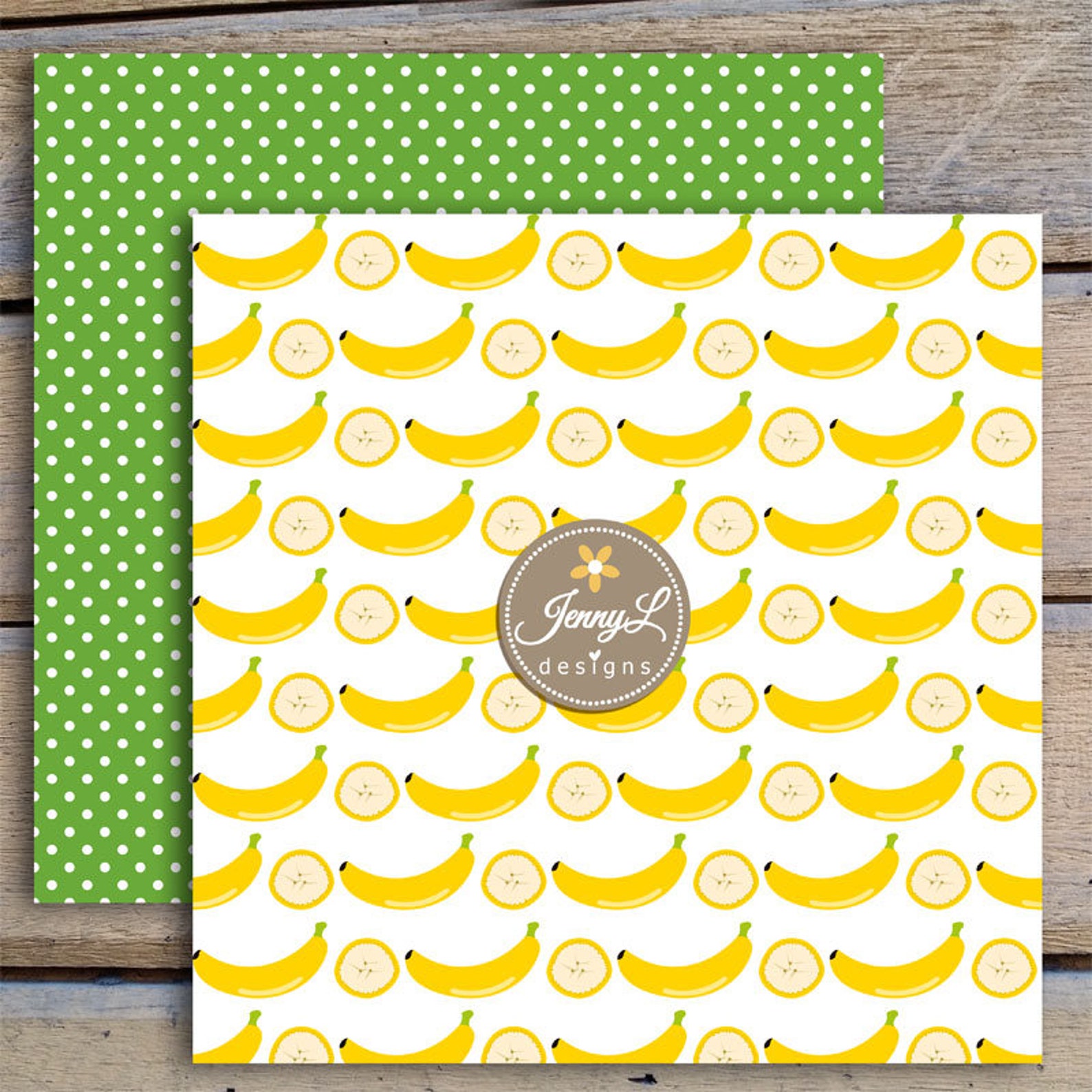 Tropical Bananas Digital Paper and Clipart SET Summer | Etsy