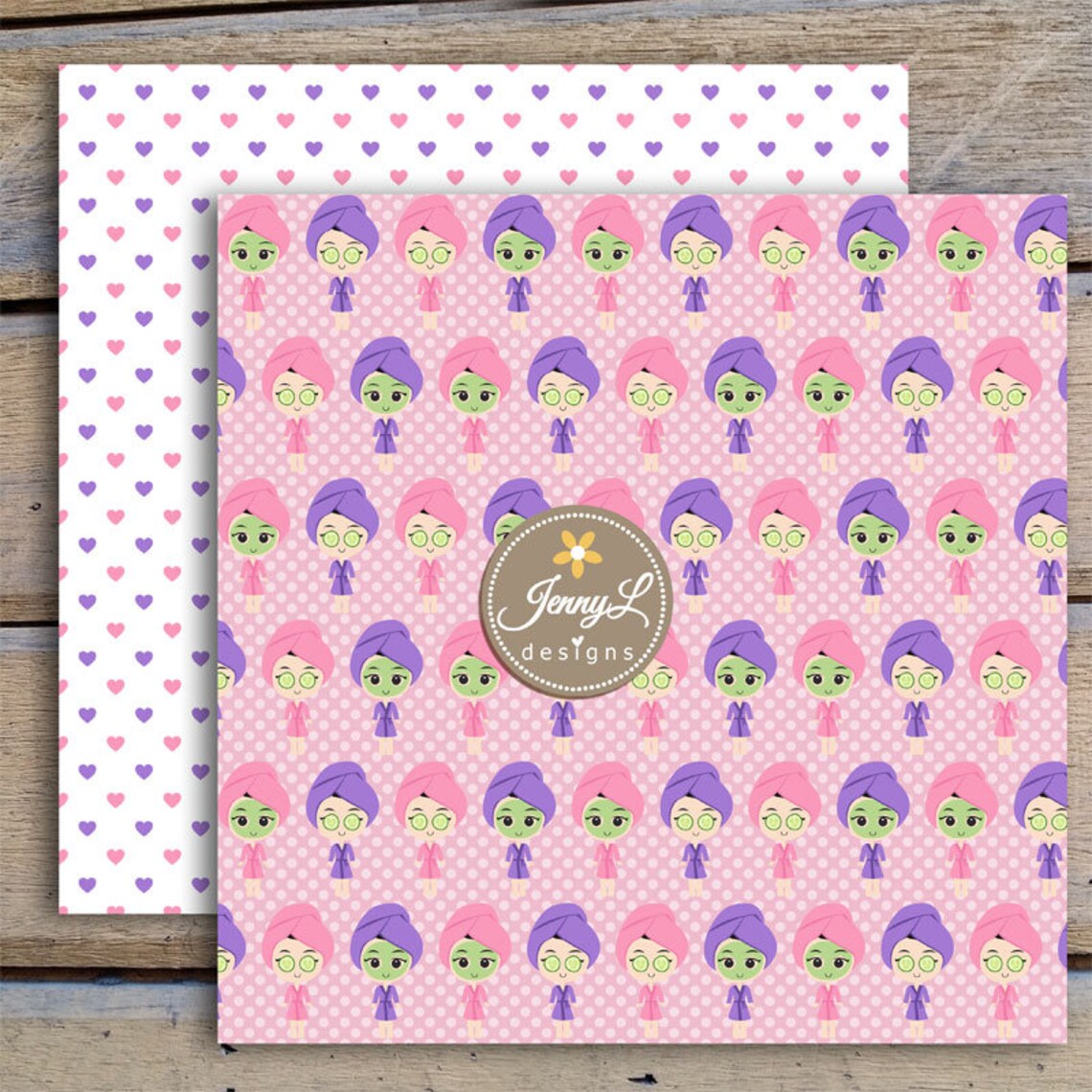 Spa Girls Digital Papers and Clipart SET, Spa Pary, Cucumber, Lipstick ...