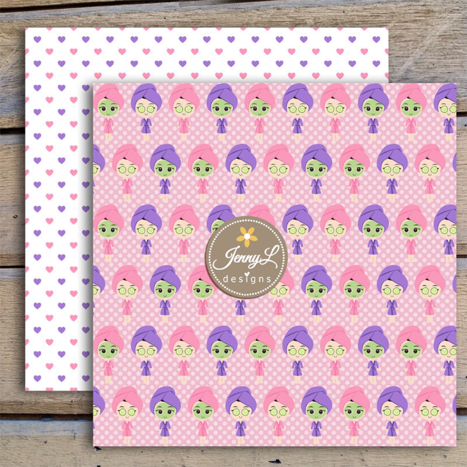 Spa Girls Digital Papers and Clipart SET Spa Pary Cucumber - Etsy