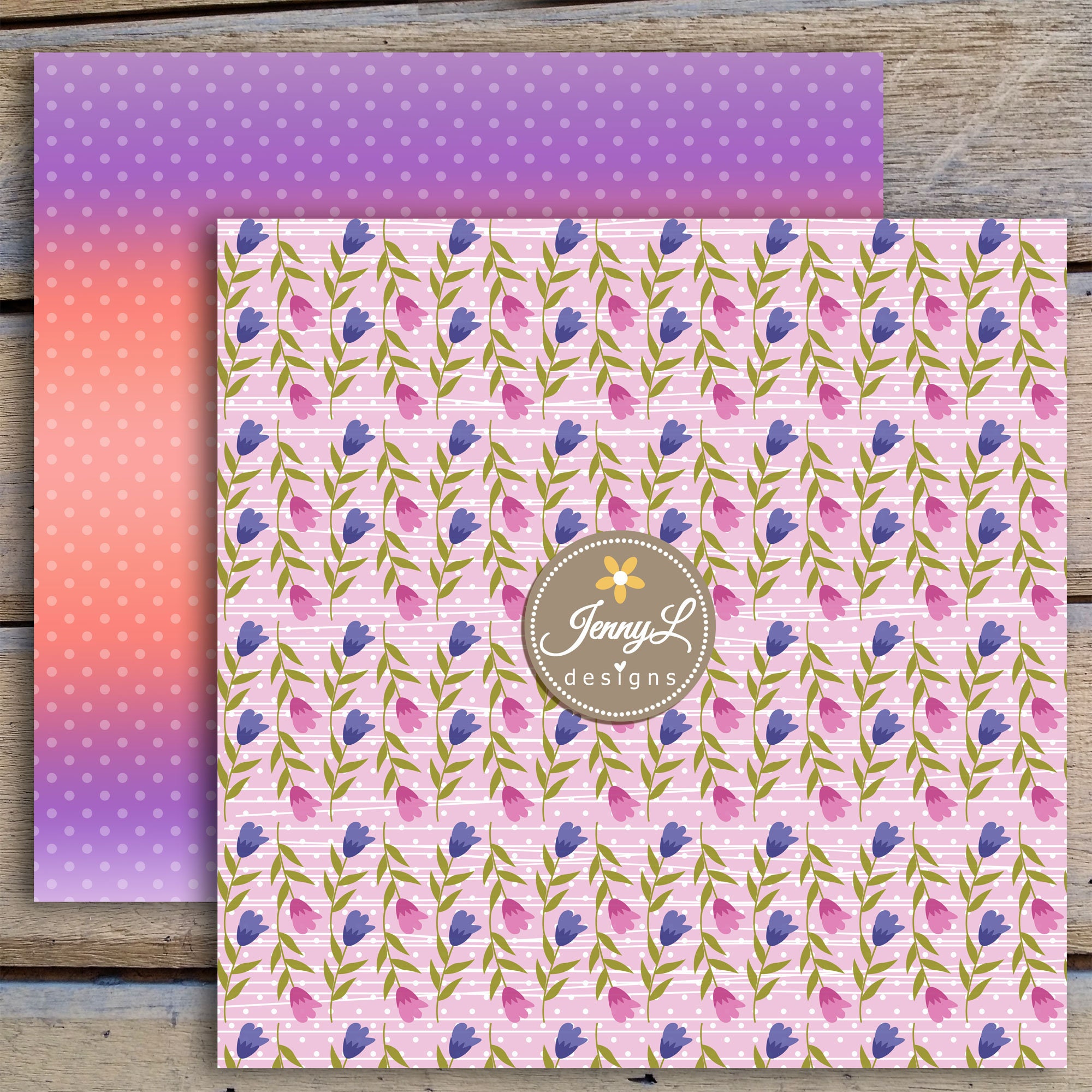 Summer Floral Digital Papers and Flowers Clipart SET for | Etsy