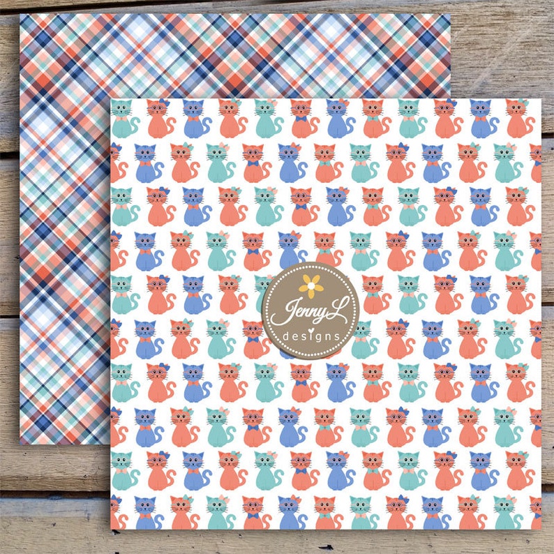 Cat Pet Digital Papers and Clipart Kitten Paws Scrapbooking | Etsy