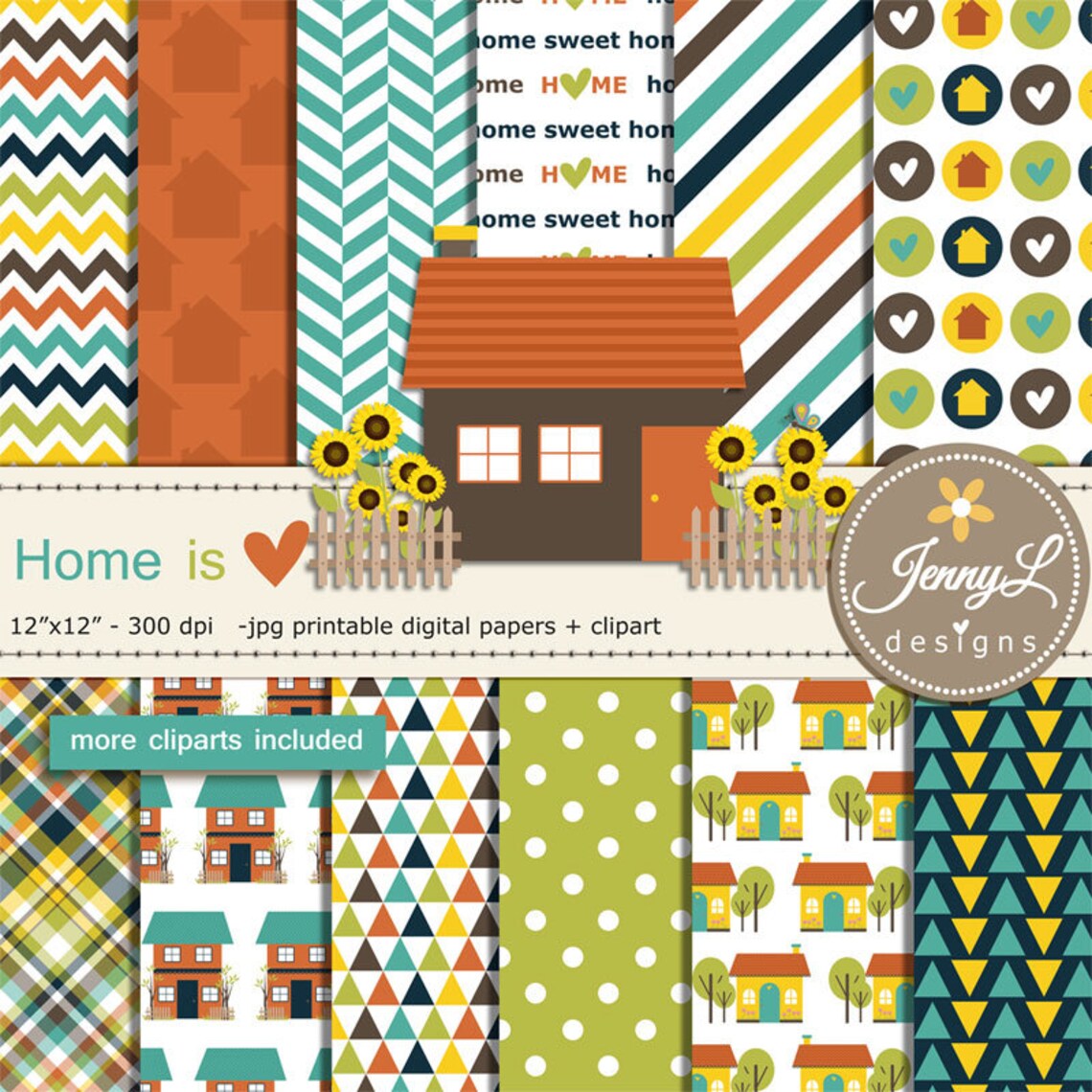 House Digital Papers and Clipart Home Moving Housewarming - Etsy