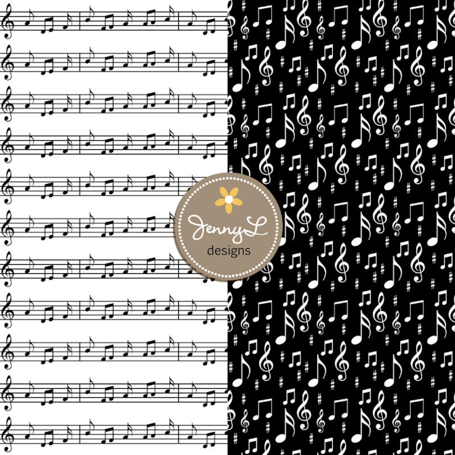 Music Sheets Digital Papers, Musical Notes for Digital Scrapbooking ...