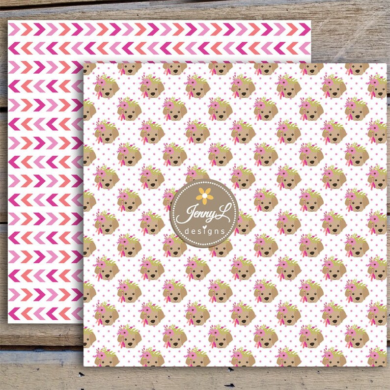 Boho Dog Digital Papers and Clipart SET Tribal Puppy - Etsy