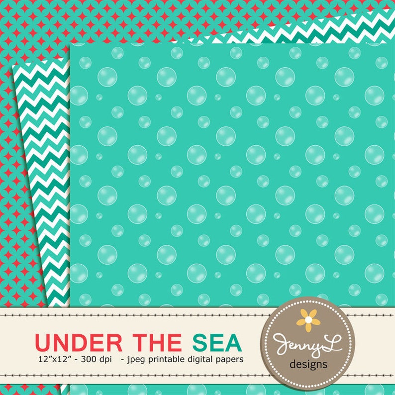 Mermaid Princess Under the Sea Digital Papers Bubbles | Etsy