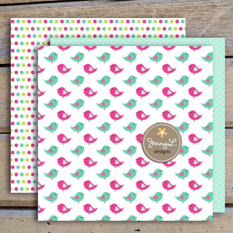 Birds Digital Papers and Clipart Tree Branch Flowers Baby - Etsy