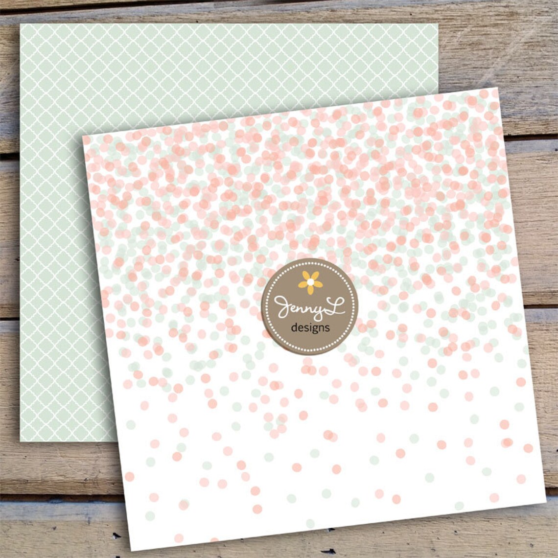 Mint and Peach Coral Digital Paper, Mother's Day, Wedding Paper, Dhalia ...