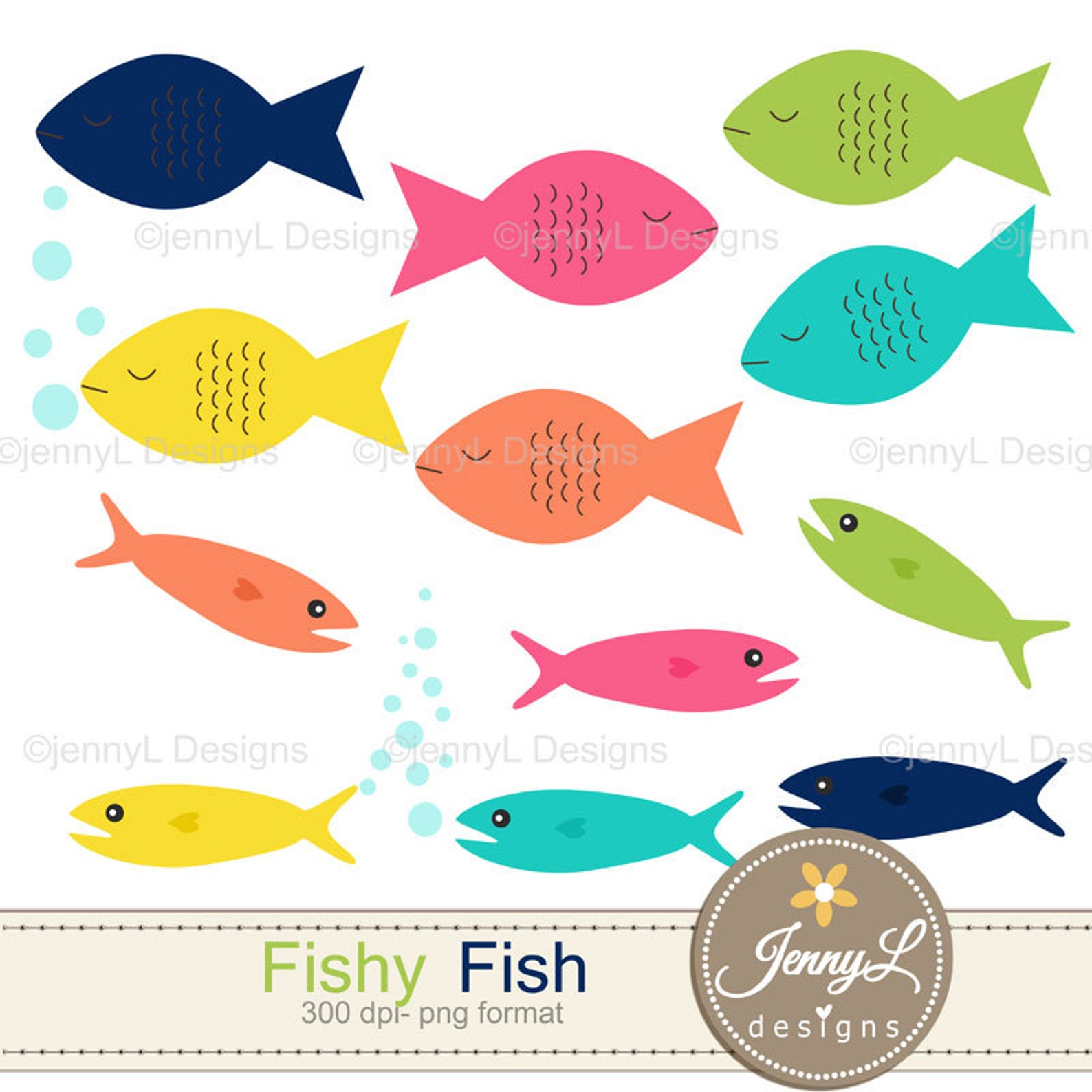 Fish Digital Papers and Clipart for Birthday Scrapbooking - Etsy