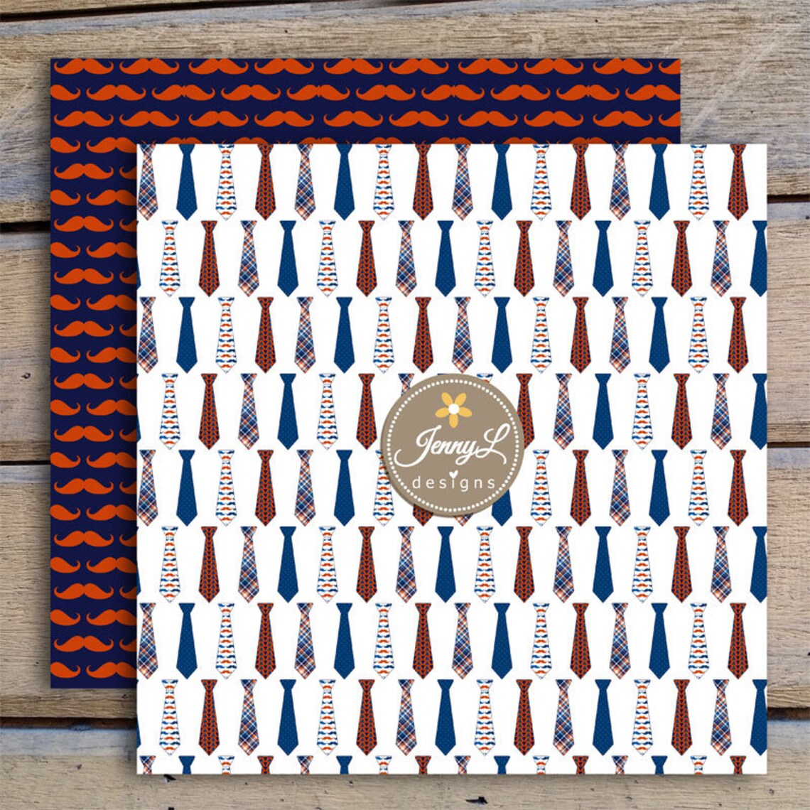 Father's Day Digital Papers and Clipart SET Mustache - Etsy UK