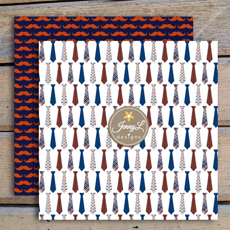 Father's Day Digital Papers and Clipart SET Mustache - Etsy UK