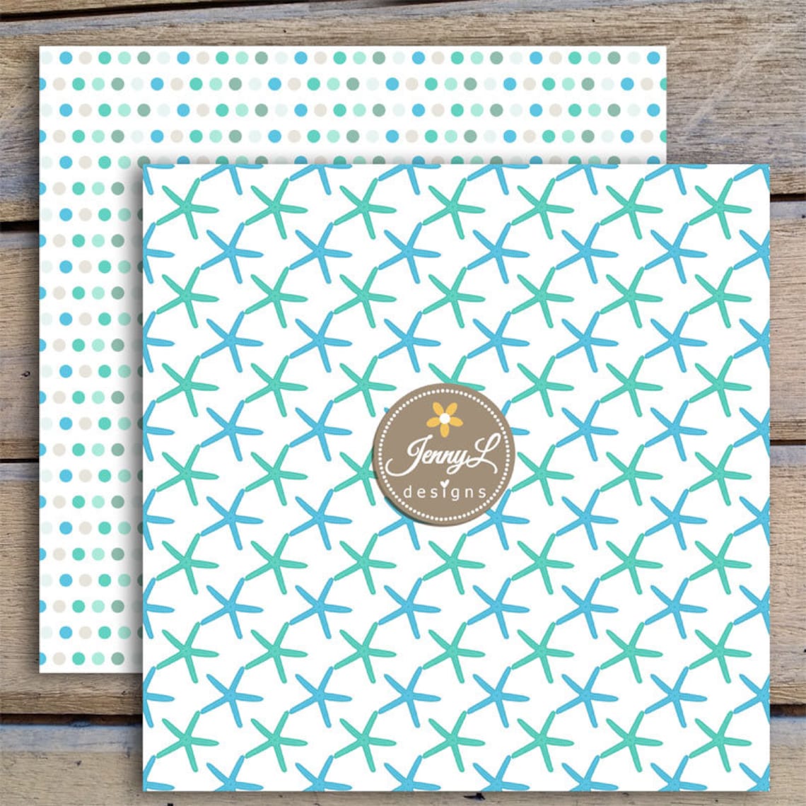 Beach Digital Papers and Star Fish Clipart SET, Ocean, Water Wave for ...