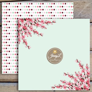 Cherry Blossoms Digital Paper and Clipart, Spring Korea Japanese Sakura ...