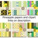 Pineapples Digital Papers and Cliparts, Pineapple Slice, Aloha Hawaiian ...