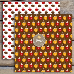 Hot Cocoa Digital Papers and Choco Clipart SET, Hot Chocolate Drink for ...