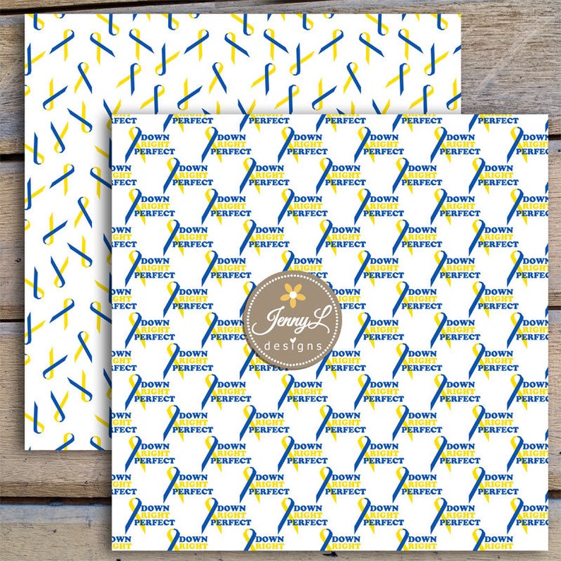 Down Syndrome Awareness Digital Papers and Blue Yellow Ribbon | Etsy