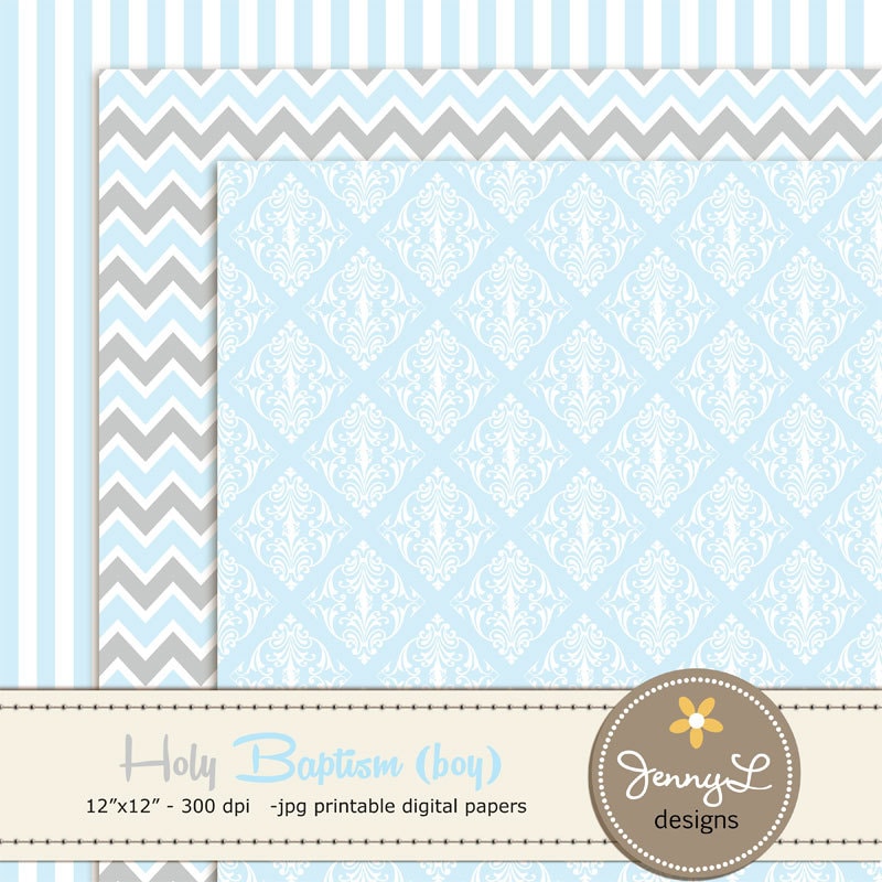 Boy Baptism Digital Papers First Communion Digital - Etsy