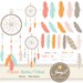 Pastel Boho Digital Papers and Feather Dream Catcher Clipart SET ...