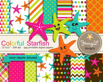 Starfish Digital Papers and Clipart Sea Starfishes Baby | Etsy
