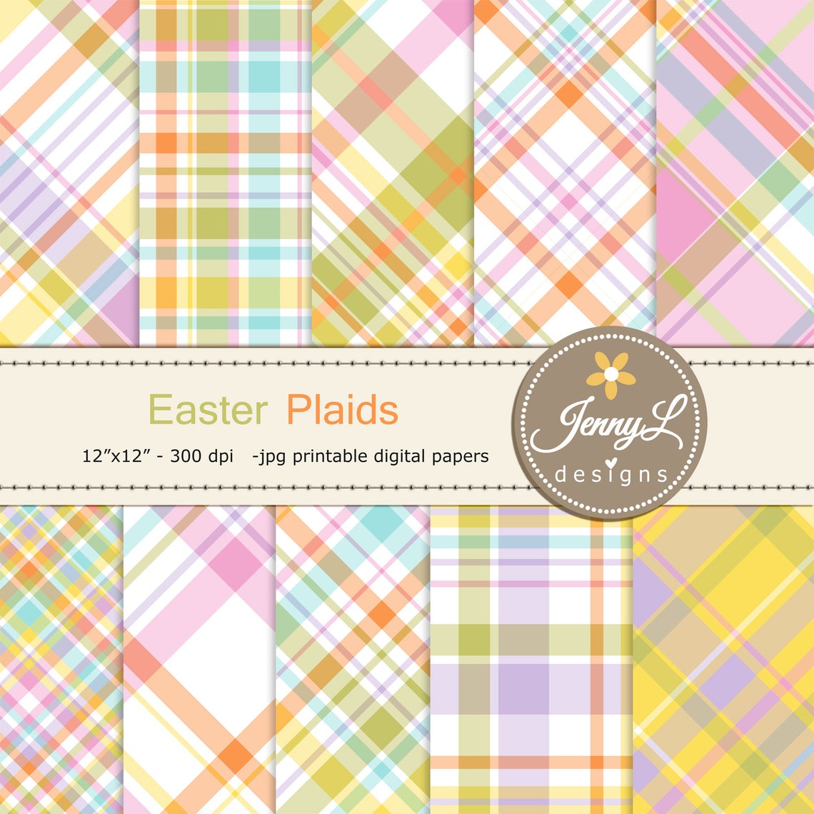 Easter PLAIDS Digital Papers for Digital Scrapbooking Card - Etsy