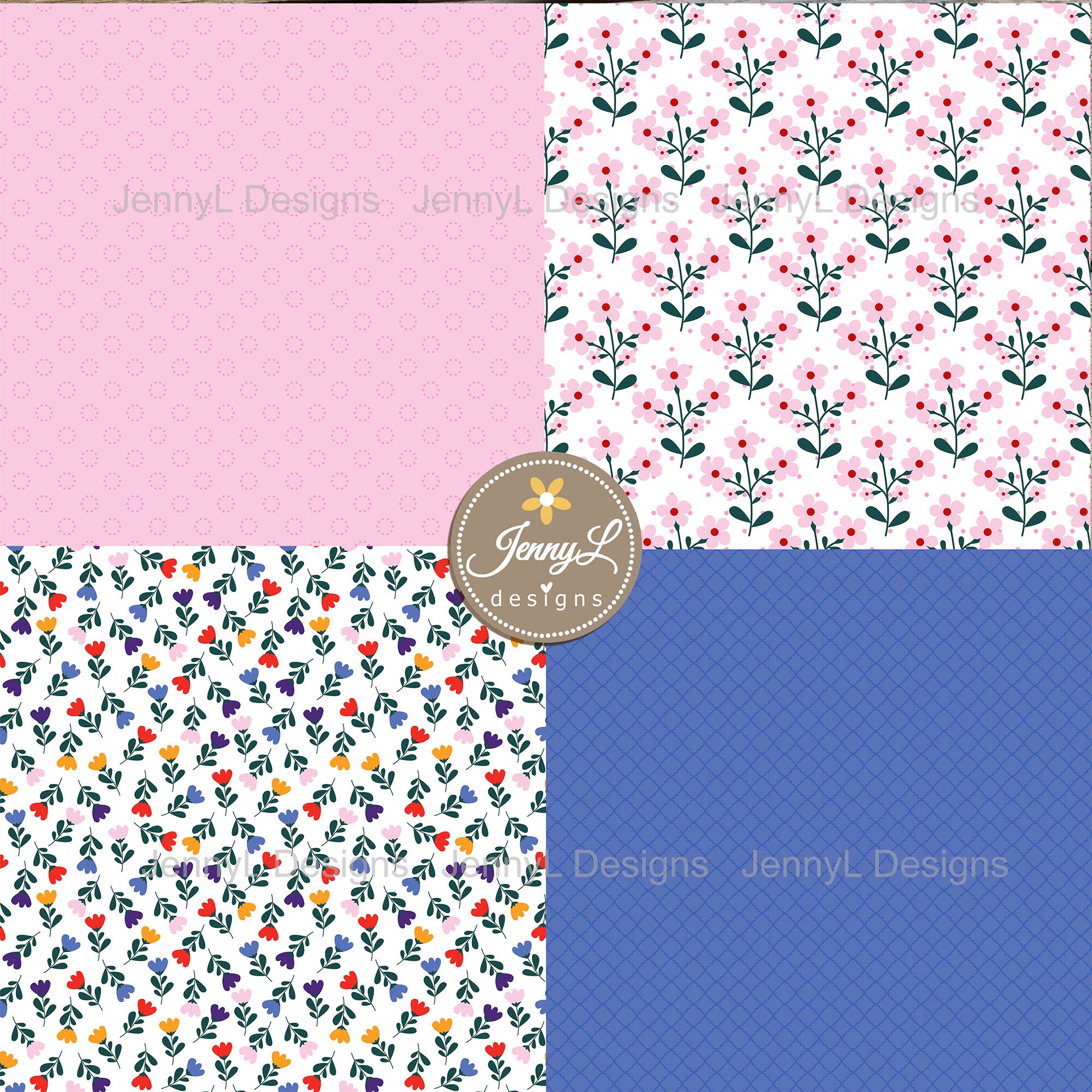 Floral SEAMLESS Spring Printable Digital Papers, Repeat Pattern Blooms ...
