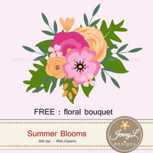 Summer Flower Elements Clipart, Pink Wedding Flowers, Shabby Flower ...