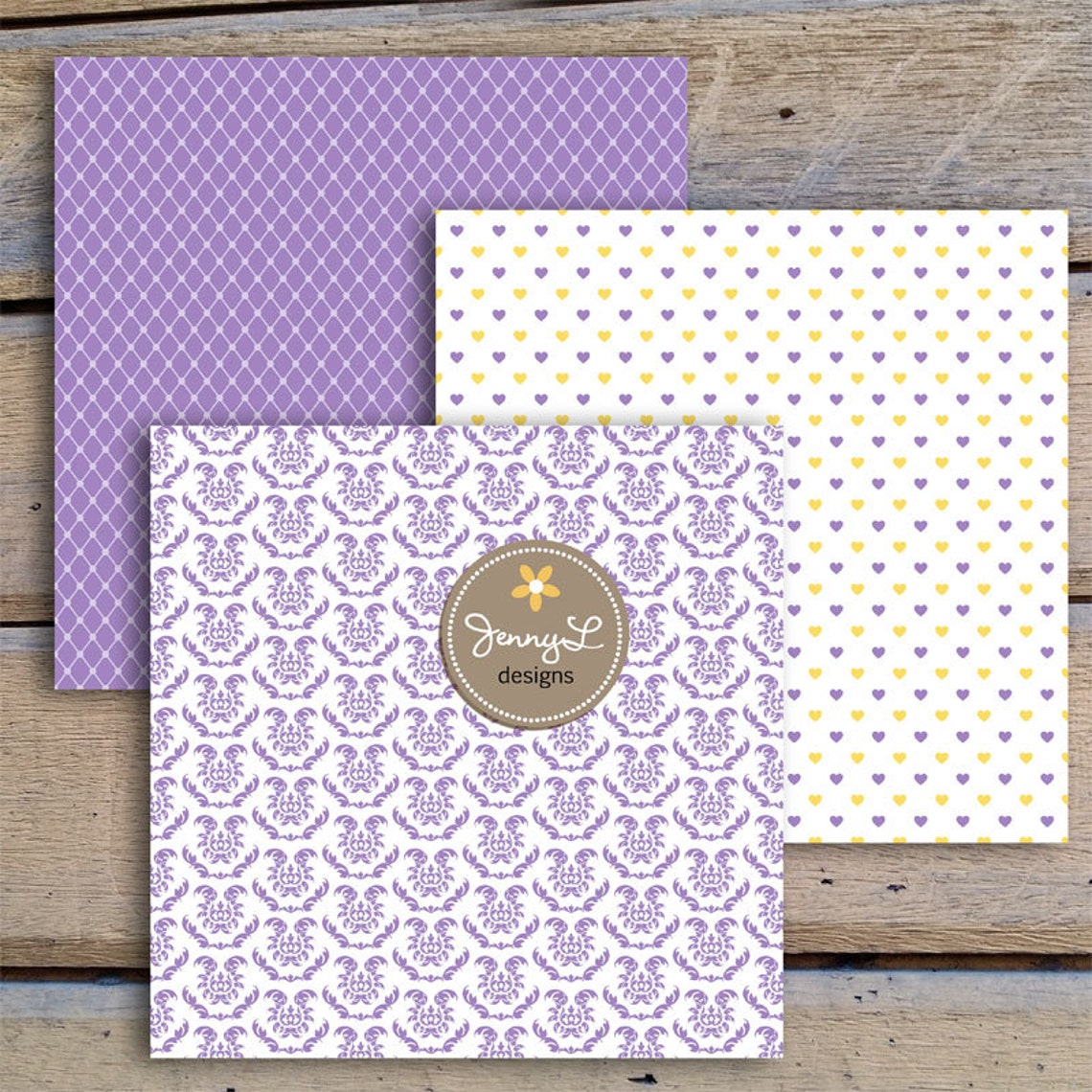Lavender and Yellow Digital Papers, Lilac, Lemon Yellow Violet Party ...