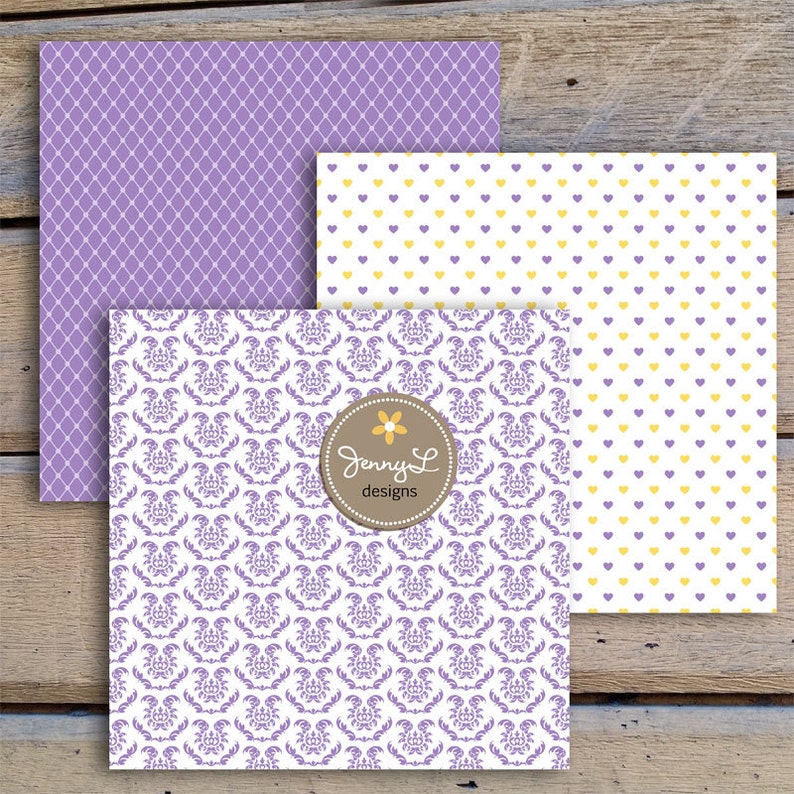 Lavender and Yellow Digital Papers Lilac Lemon Yellow Violet - Etsy