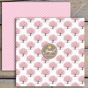 Cherry Blossoms Digital Paper and Clipart, Spring Korea Japanese Sakura ...