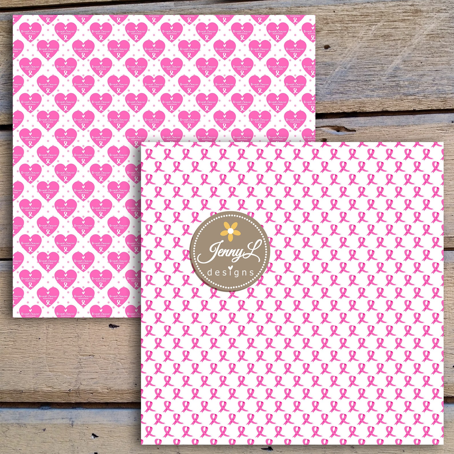 Breast Cancer Awareness Digital Papers, Pink Ribbon Clipart for Digital ...