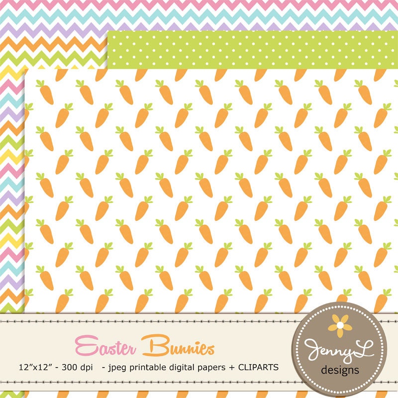 Easter Digital Papers Bunny Clipart HAPPY EASTER Easter | Etsy