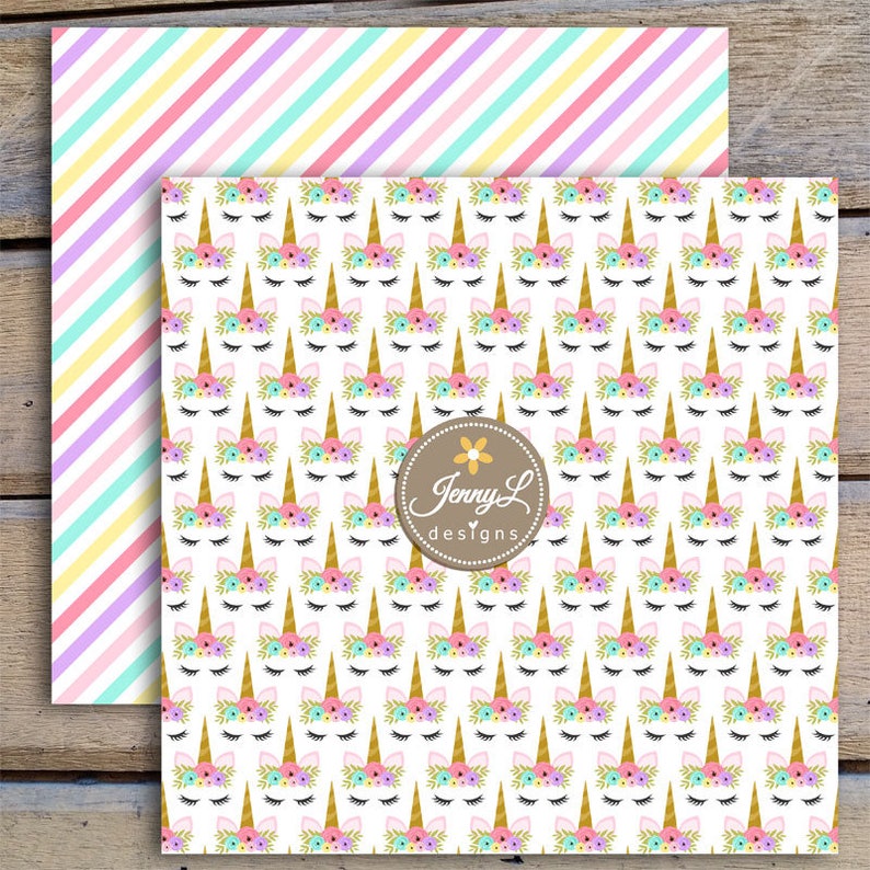 Unicorn Faces Digital Papers and Clipart SET Pastel Unicorn - Etsy