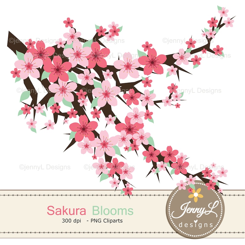 Cherry Blossoms Digital Paper and Clipart Spring Korea - Etsy