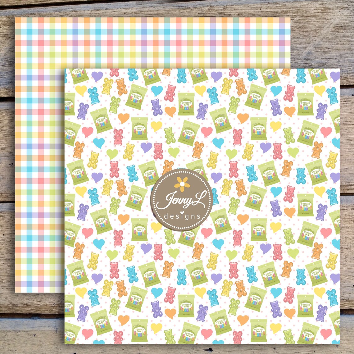 Gummy Bears Digital Papers and Clipart SET for Digital Scrapbooking ...