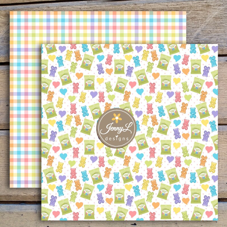Gummy Bears Digital Papers and Clipart SET for Digital Scrapbooking ...