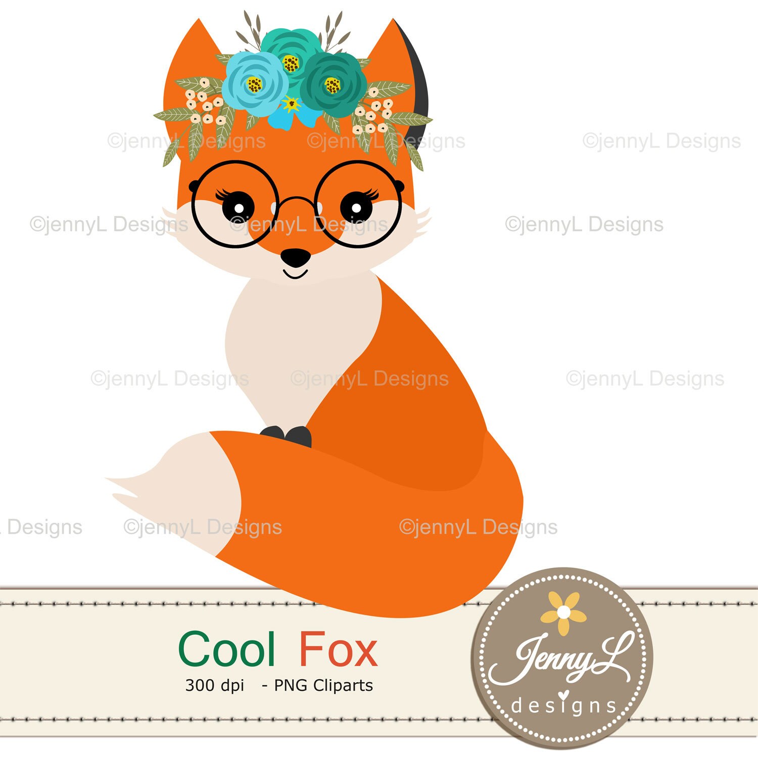 Fox Digital Paper and Clipart Fall Woodland Animal Fox with | Etsy