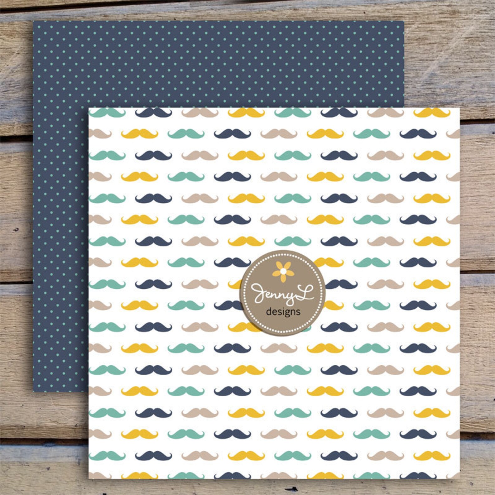 Mustache and Necktie Digital Papers and Clipart Father's - Etsy