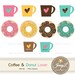 Coffee Donut Digital Papers Clipart, Coffee Mugs, Doughnuts for ...