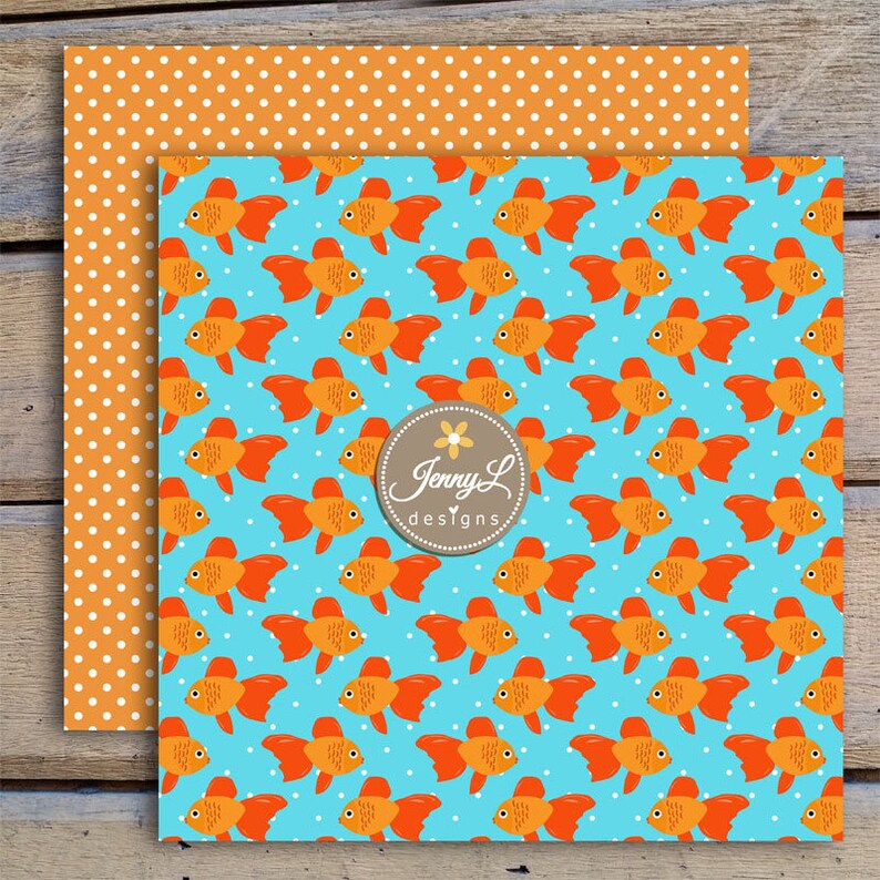 Goldfish Digital Papers and Clipart SET Gold Fish Animal for | Etsy